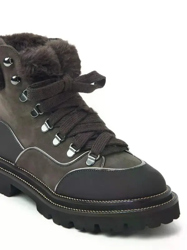 Peserico Lace-up Shearling-trim Boots