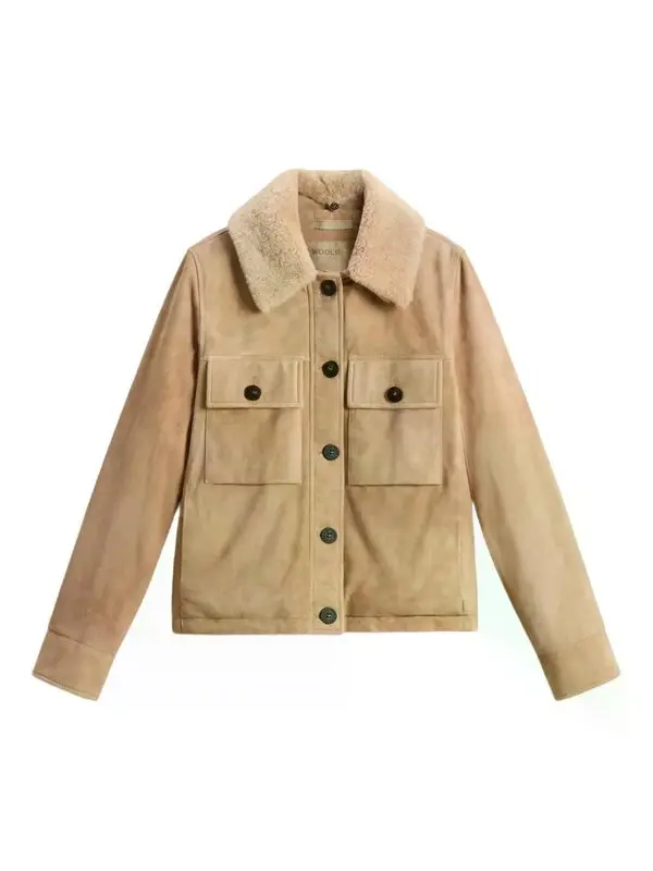 Woolrich Suede Shearling-collar Jacket