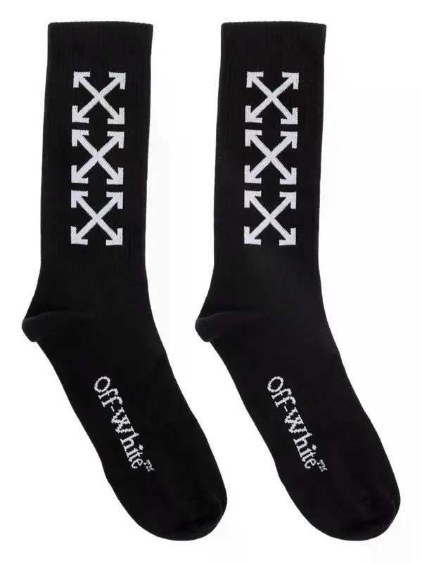 Off-White Arrow-print Crew Socks - Black