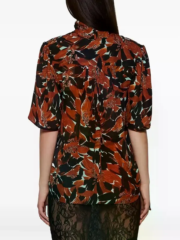ACE HARPER Tie-neck Floral-print Blouse
