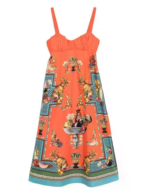 ALEMAIS Fruit-print Smocked Dress
