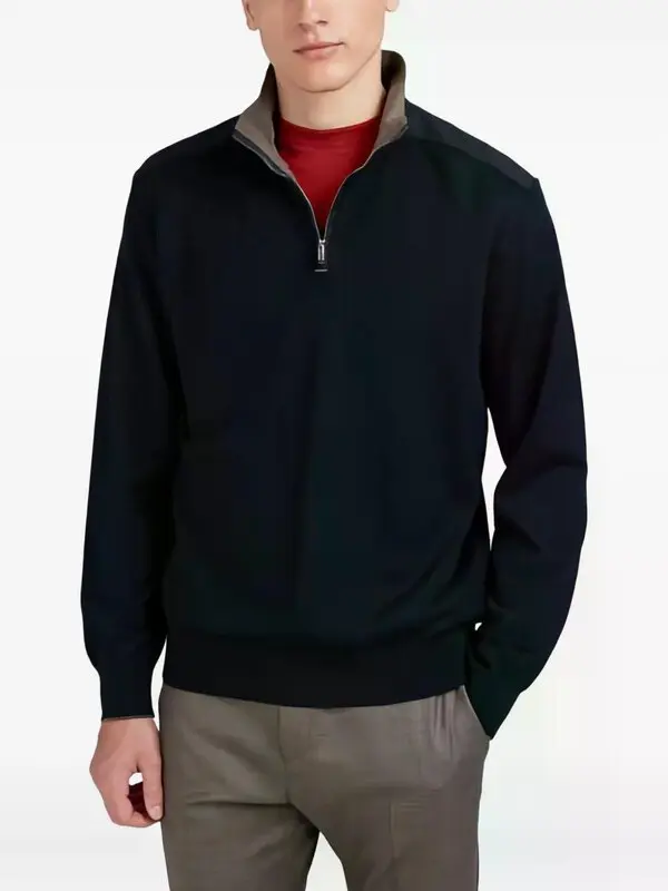 Paul & Shark Half-zip Virgin Wool Sweater - Blue