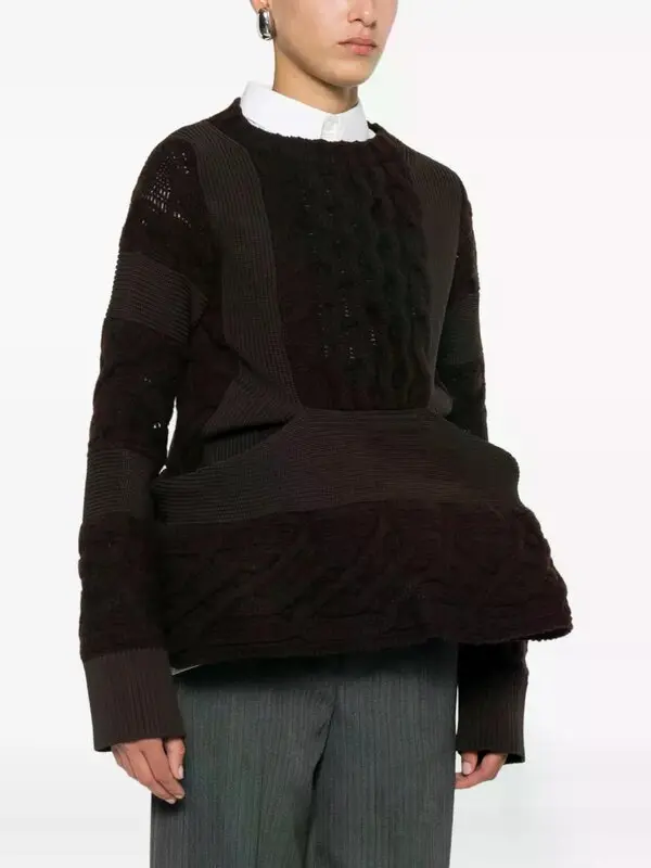 Sacai Cable-knit Panelled Sweater