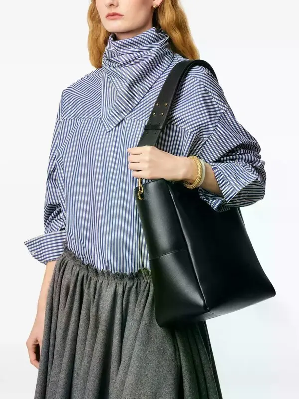 AMI Paris Carrousel Leather Tote Bag - Black