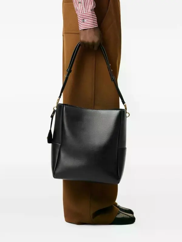 AMI Paris Carrousel Leather Tote Bag - Black