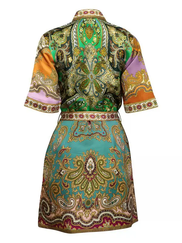ALEMAIS Paisley-print Mini Dress - Neutrals