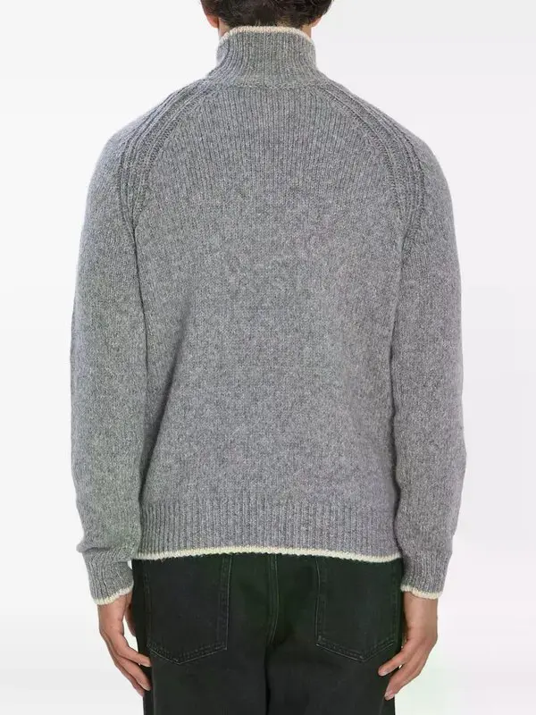 Moncler High-neck Sweater With Logo Patch - Grey