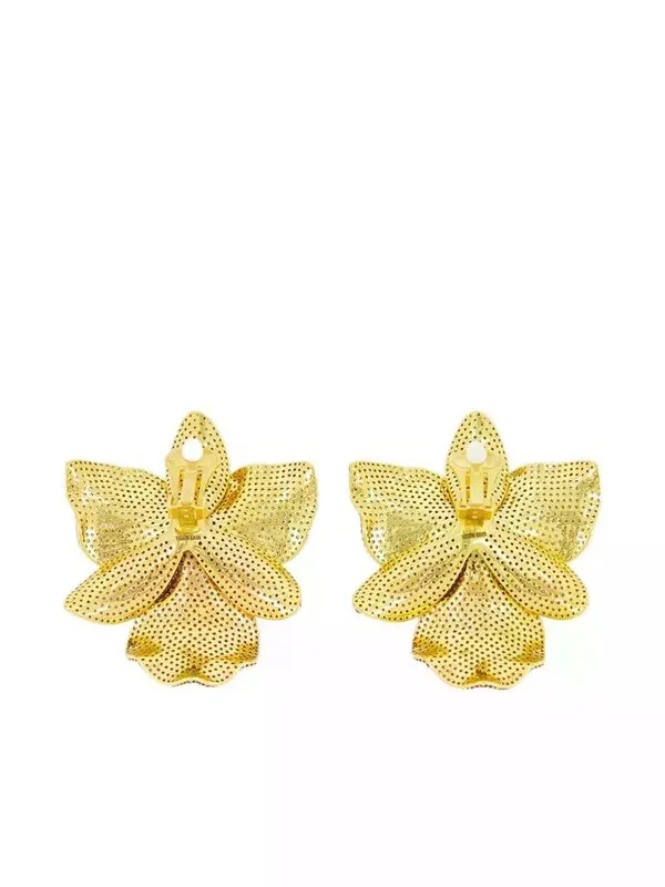 Begum Khan Singapore Orchids Clip-on Earrings - Gold