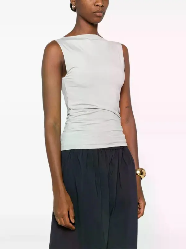 ST. AGNI Boat-neck Jersey Top - Grey