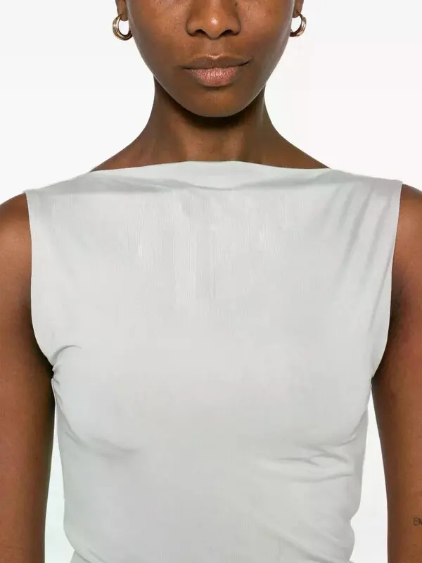 ST. AGNI Boat-neck Jersey Top - Grey
