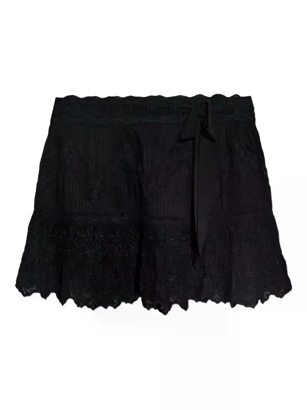 LoveShackFancy Embroidered Ruffled Skirt