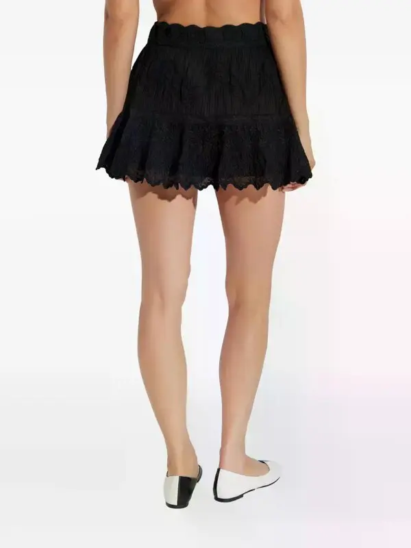 LoveShackFancy Embroidered Ruffled Skirt
