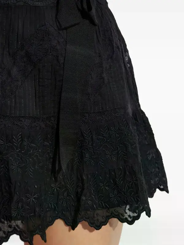 LoveShackFancy Embroidered Ruffled Skirt