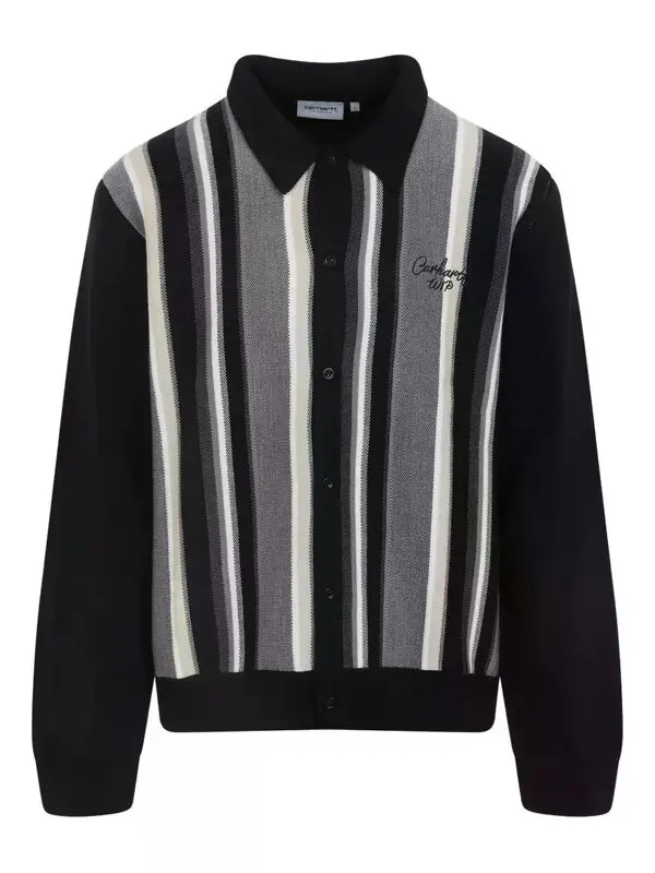 Carhartt Work In Progress Bainter Striped Polo-neck Cardigan - Black