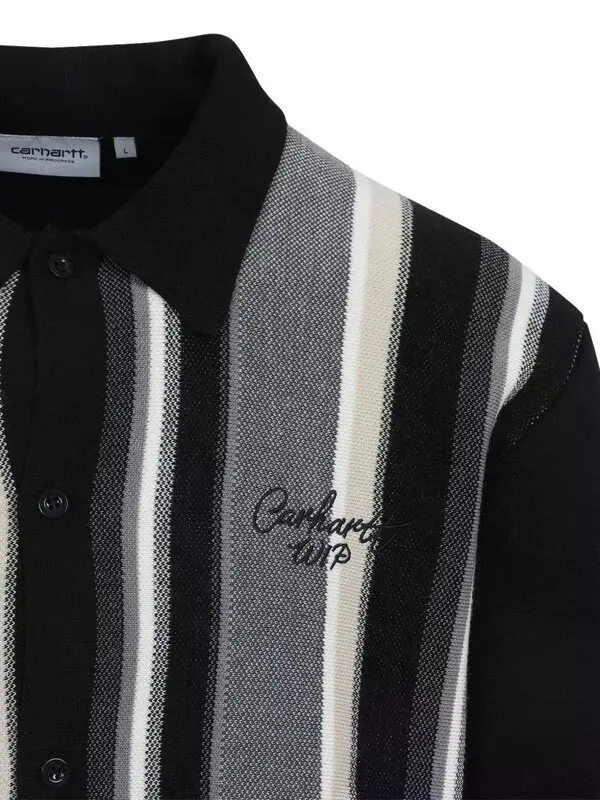 Carhartt Work In Progress Bainter Striped Polo-neck Cardigan - Black