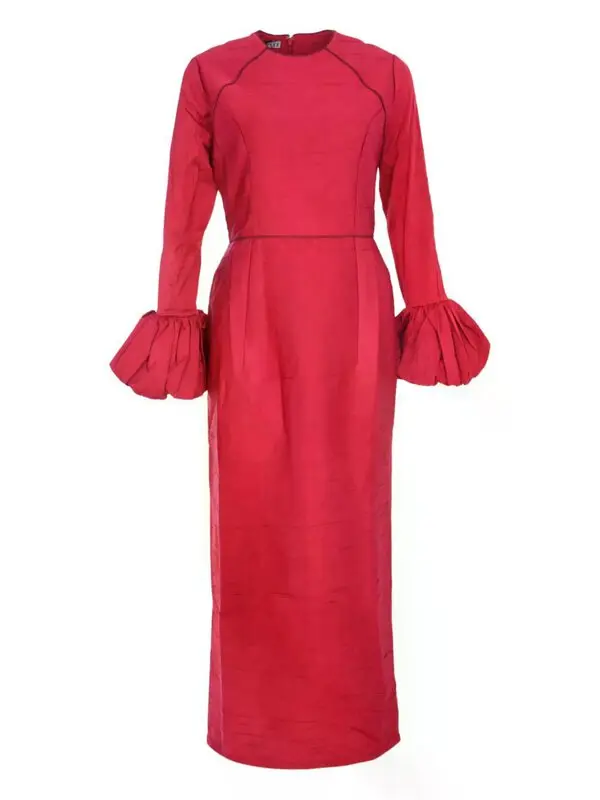 BARUNI Talia Ruffle-cuffs Maxi Dress - Red