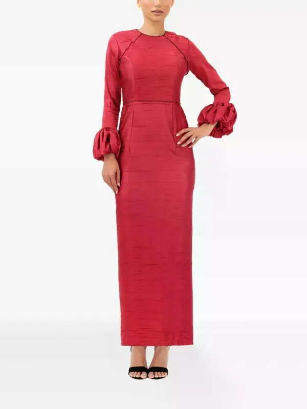 BARUNI Talia Ruffle-cuffs Maxi Dress - Red
