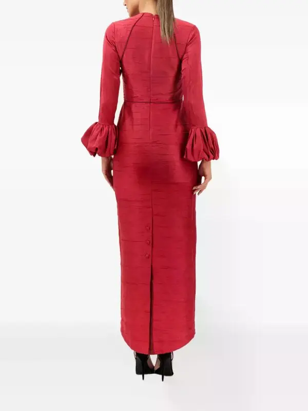 BARUNI Talia Ruffle-cuffs Maxi Dress - Red