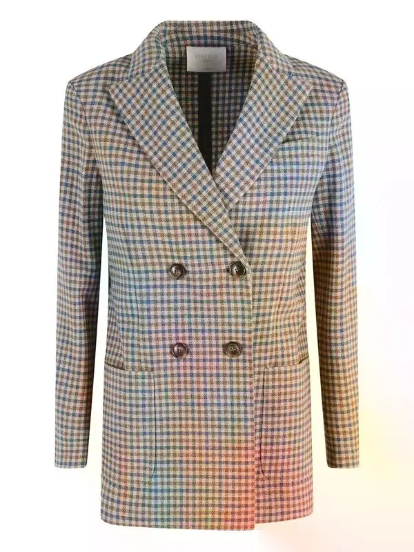 CIRCOLO 1901 Gingham-check Double-breasted Blazer