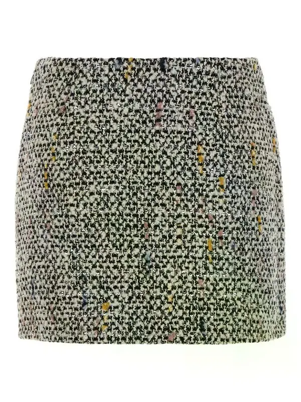 Alessandra Rich Tweed Sequinned Mini Skirt - Neutrals