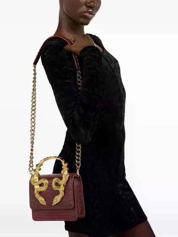 Roberto Cavalli Top-handle Shoulder Bag With Snake Embellishments - Red