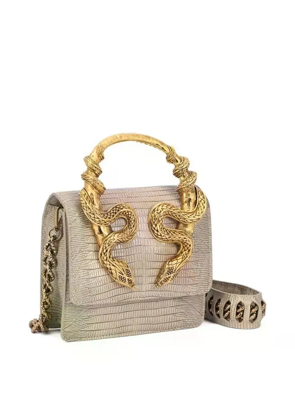 Roberto Cavalli Snake-embellished Shoulder Bag - Neutrals