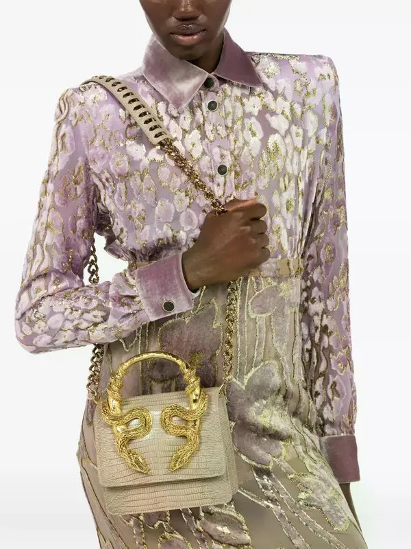 Roberto Cavalli Snake-embellished Shoulder Bag - Neutrals