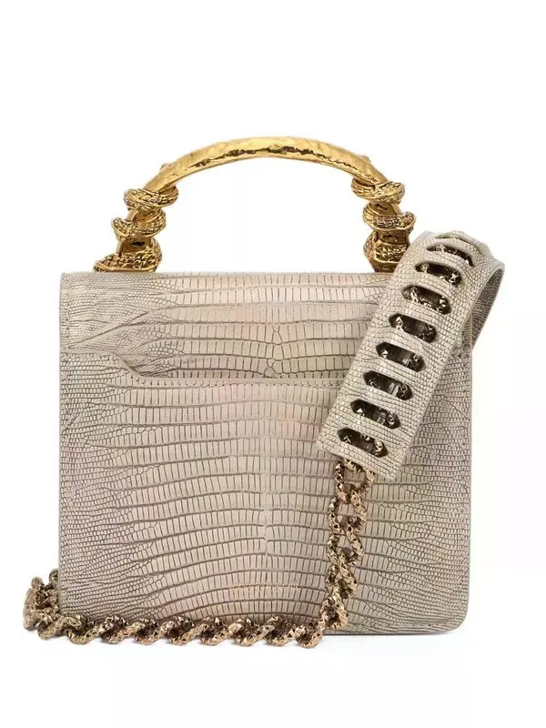Roberto Cavalli Snake-embellished Shoulder Bag - Neutrals