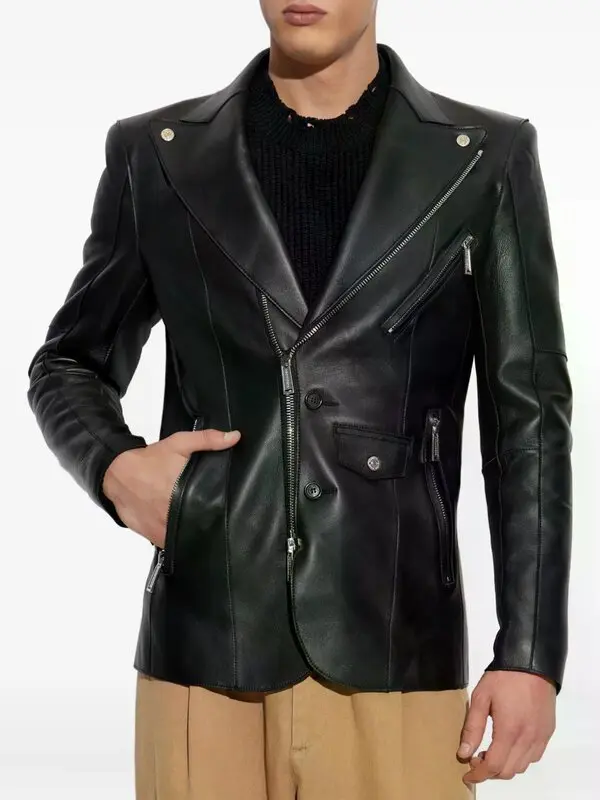 Dsquared2 Single-breasted Leather Blazer