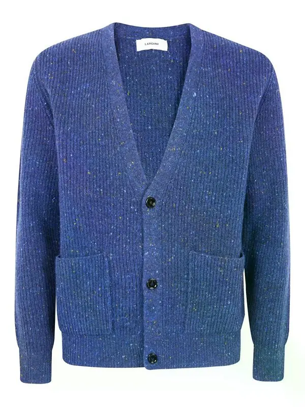 LARDINI Ribbed Wool Cardigan - Blue
