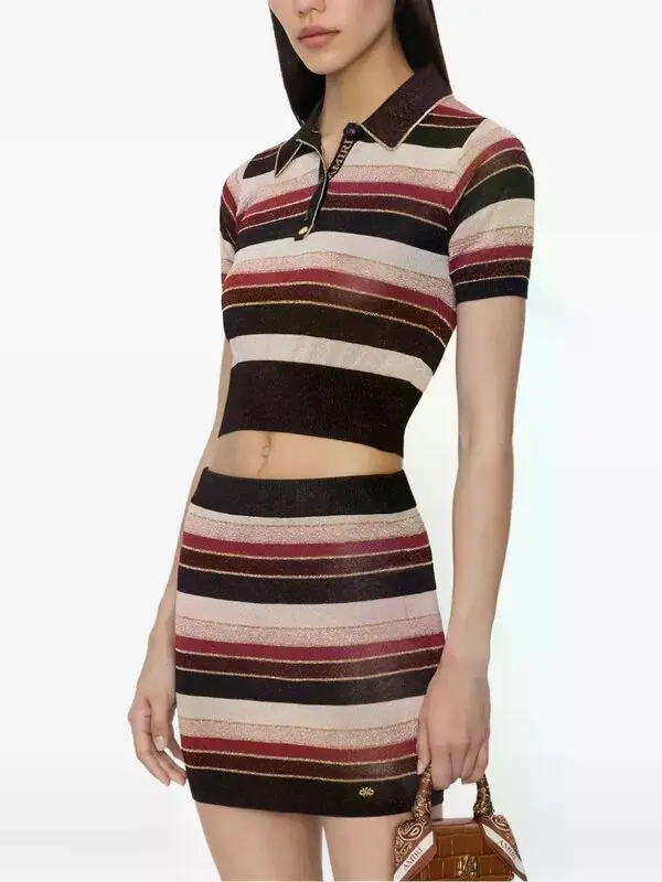 Amiri Striped Polo Top - Red