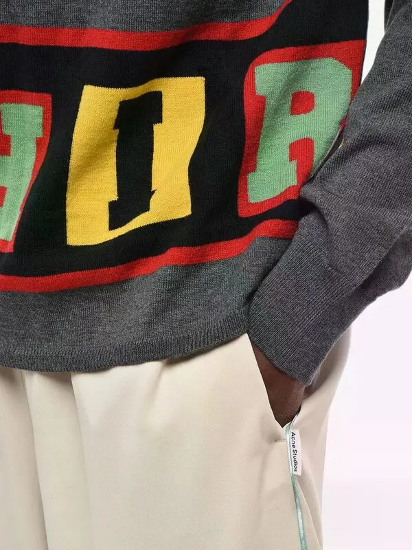 Comme Des Garçons Block-letter Knit Sweater - Grey