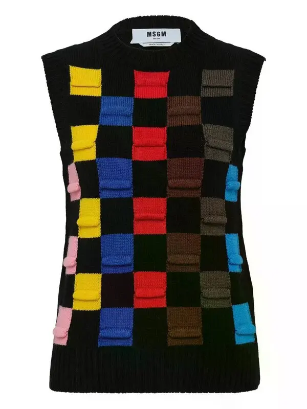 MSGM Checked Knitted Vest