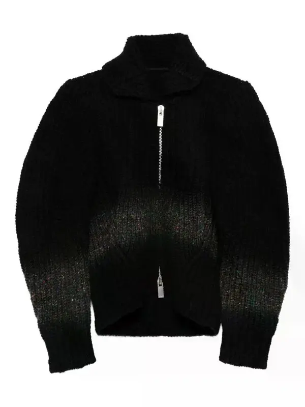 Sacai Zip-front Speckled Cardigan