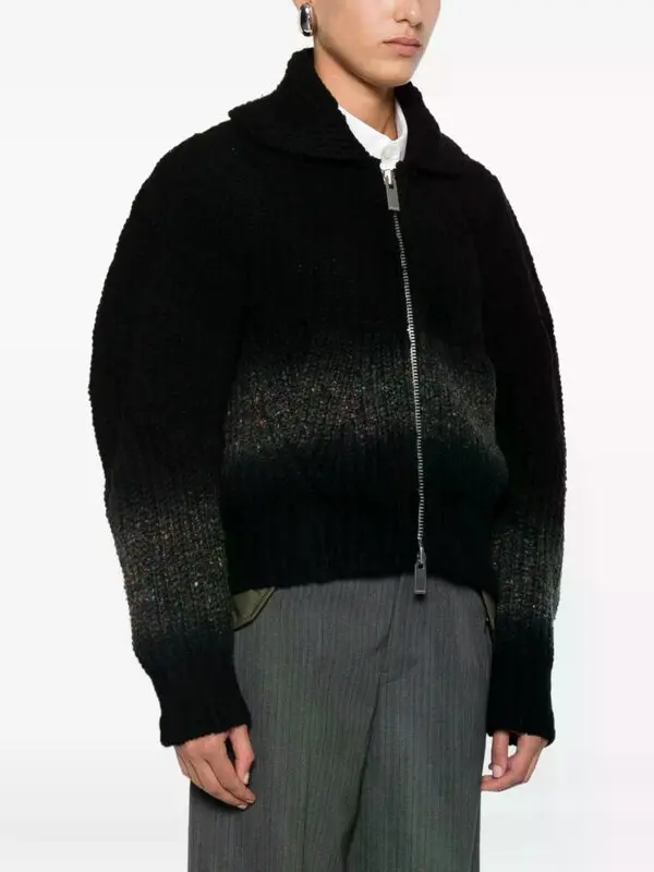 Sacai Zip-front Speckled Cardigan