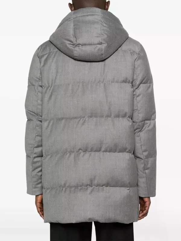 Peserico Hooded Quilted Coat - Grey