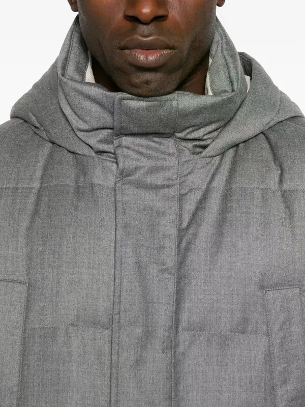 Peserico Hooded Quilted Coat - Grey