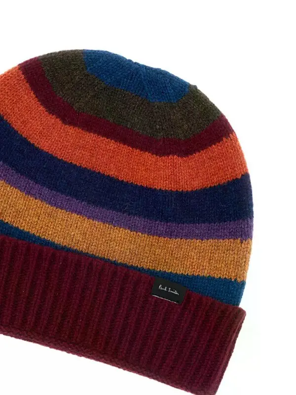 Paul Smith Striped Wool Beanie - Red