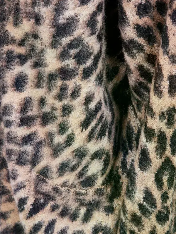 LANEUS Leopard-print Button-up Cardigan