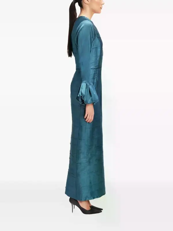 BARUNI Talia Ruffle-cuffs Maxi Dress - Blue