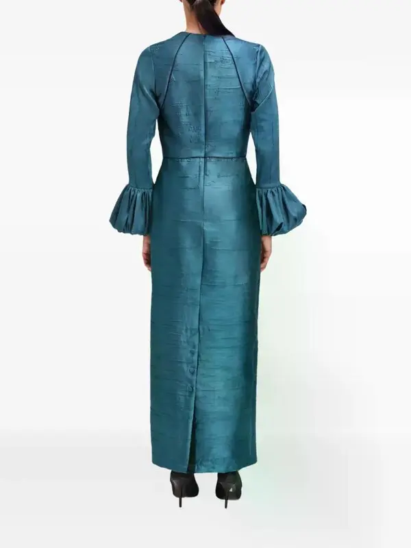 BARUNI Talia Ruffle-cuffs Maxi Dress - Blue