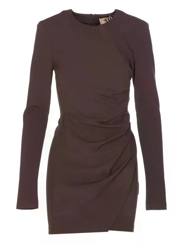 Aniye By Long-Sleeve Draped Mini Dress - Brown | Editorialist