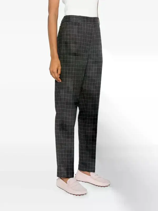 NIU Grid-pattern Straight Trousers