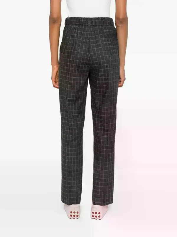 NIU Grid-pattern Straight Trousers