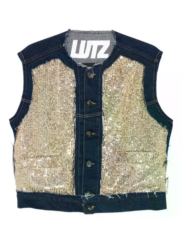 LUTZ HUELLE Embellished Denim Vest - Blue