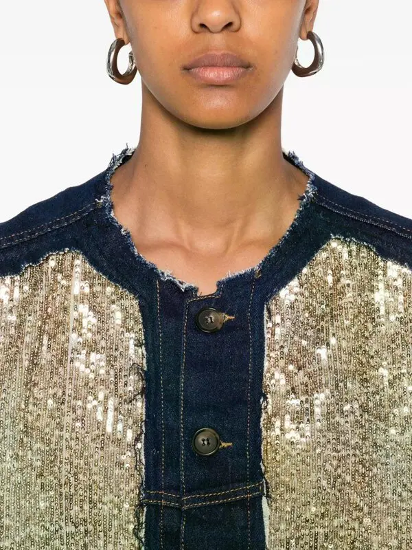 LUTZ HUELLE Embellished Denim Vest