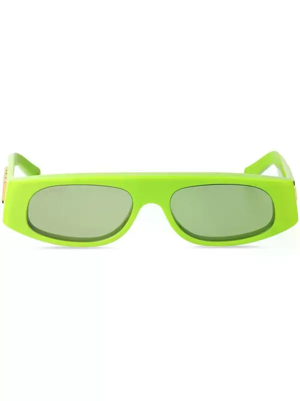 Gucci Logo-lettering Oval Sunglasses - Green