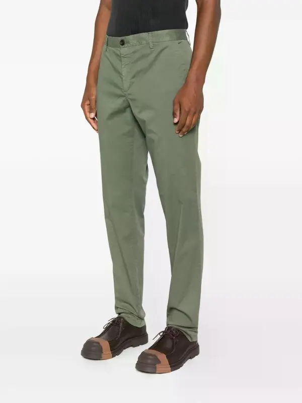 WHITE SAND Flat-front Cotton Trousers