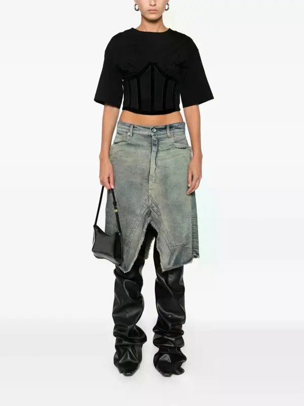HAMZA Velvet-paneled Cropped Top