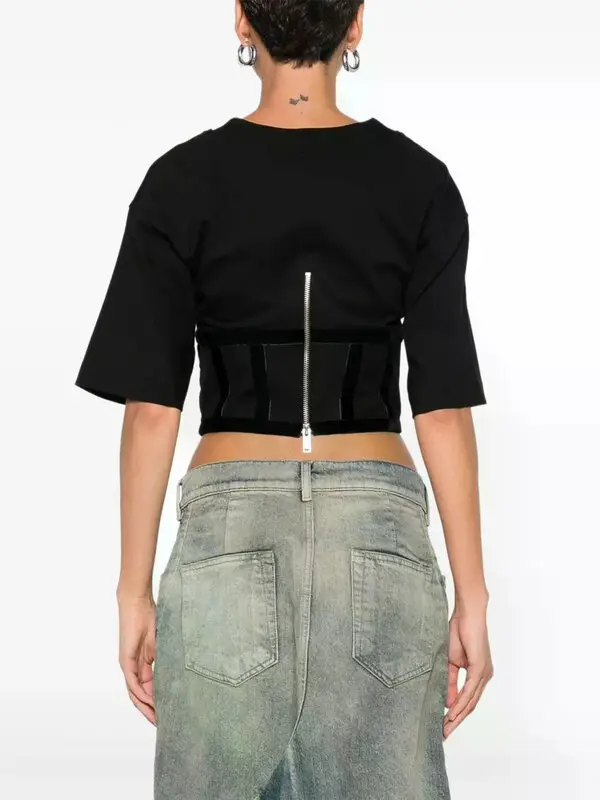 HAMZA Velvet-paneled Cropped Top